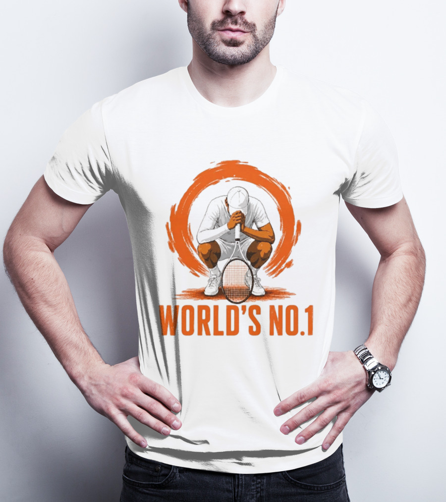 World's No. 1 Tennis Player Kneeling With Racket In Orange Circle T-Shirt