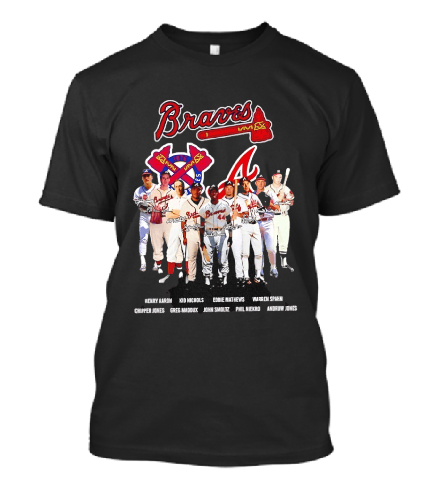 Atlanta Braves Legends Aaron Nichols Mathews Spahn Jones Maddux Smoltz Niekro T-Shirt