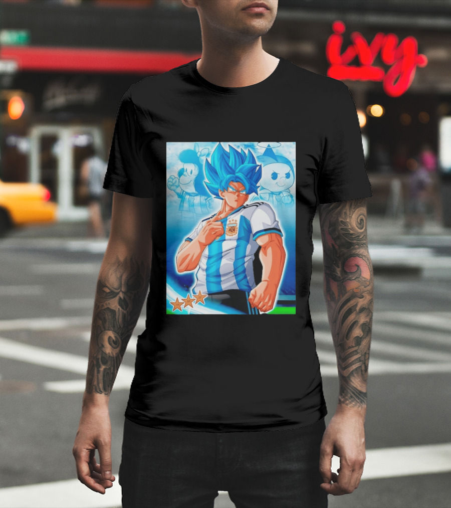 Super Saiyan Goku Dragon Ball Argentina AFA Jersey Victory Stars T-Shirt