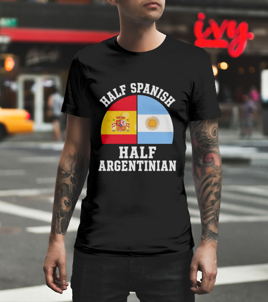 Half Spanish Half Argentinian Flags T-Shirt