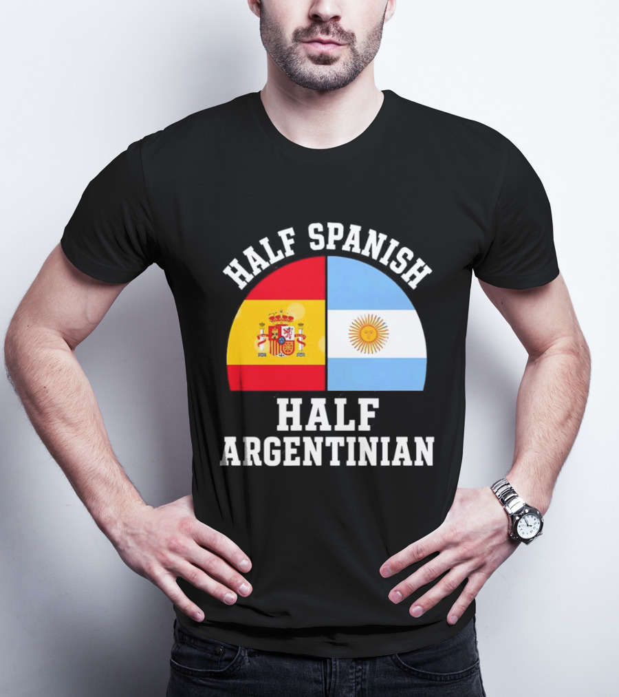 Half Spanish Half Argentinian Flags T-Shirt