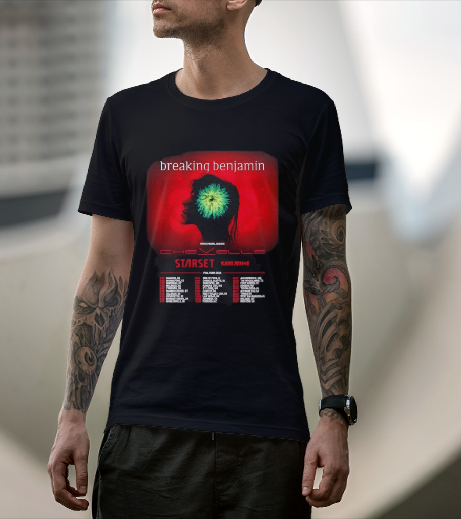 Breaking Benjamin Chevelle Starset Kami Kehe Fall Tour 2026 Dates And Locations T-Shirt