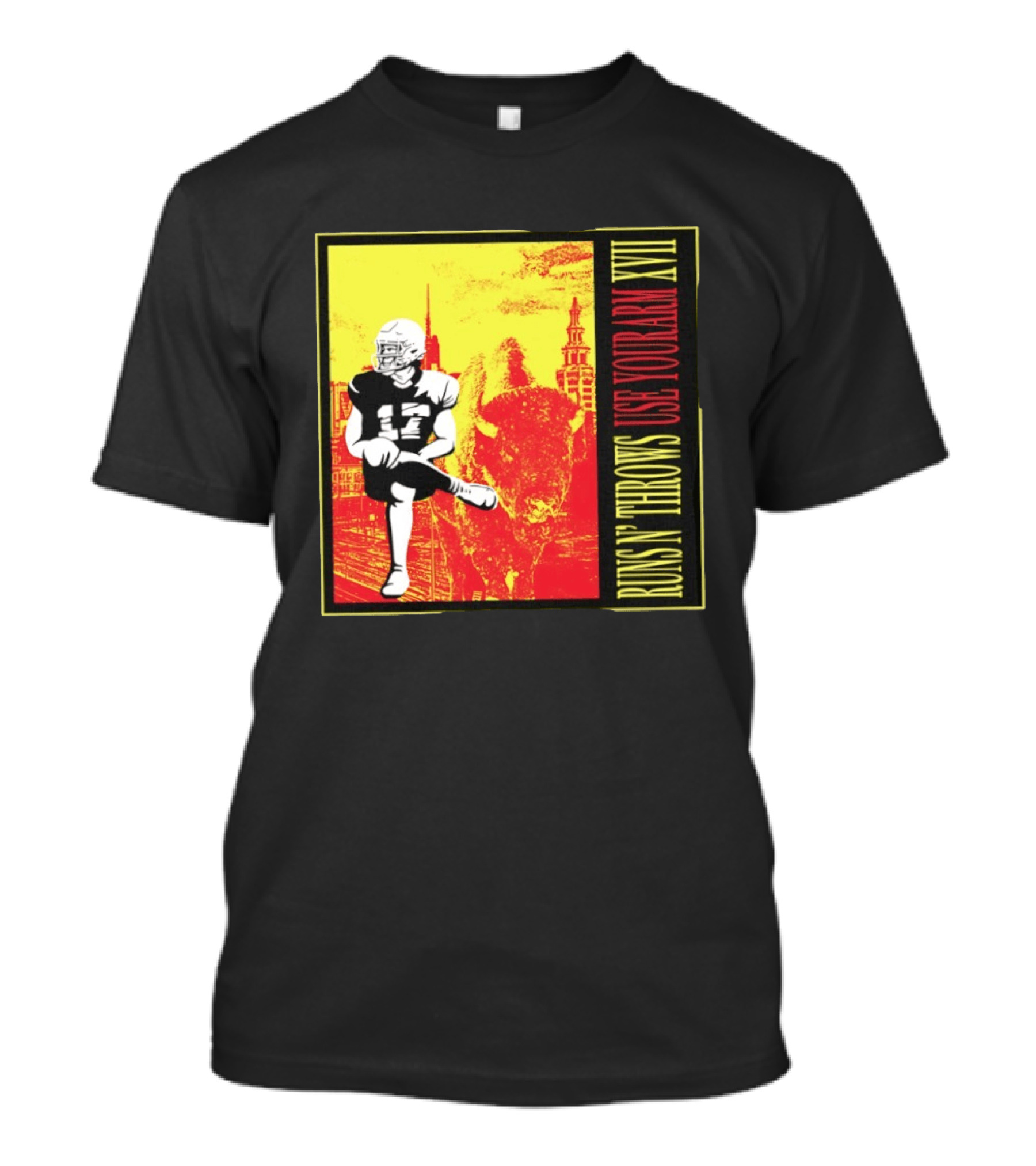 Buffalo Bills Josh Allen Runs N' Throws Use Your Arm XVII Football Buffalo T-Shirt