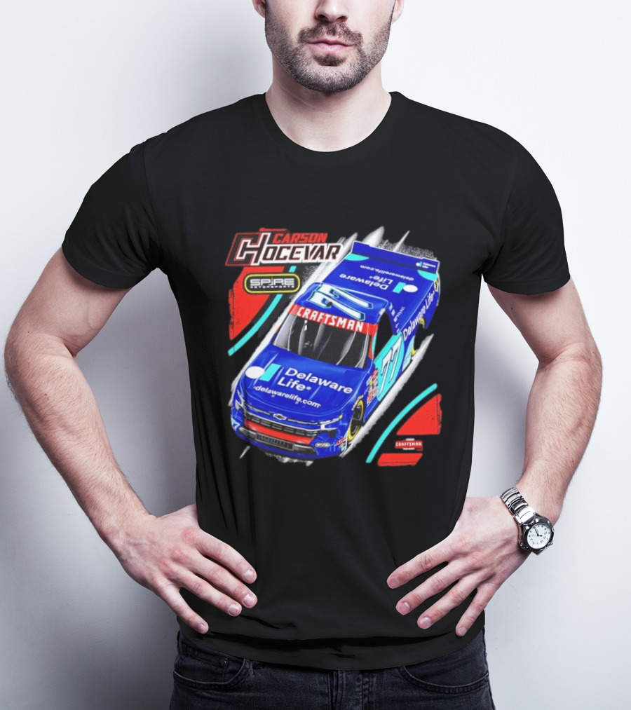 Carson Hocevar Spire Motorsports #77 Delaware Life Craftsman Racing T-Shirt