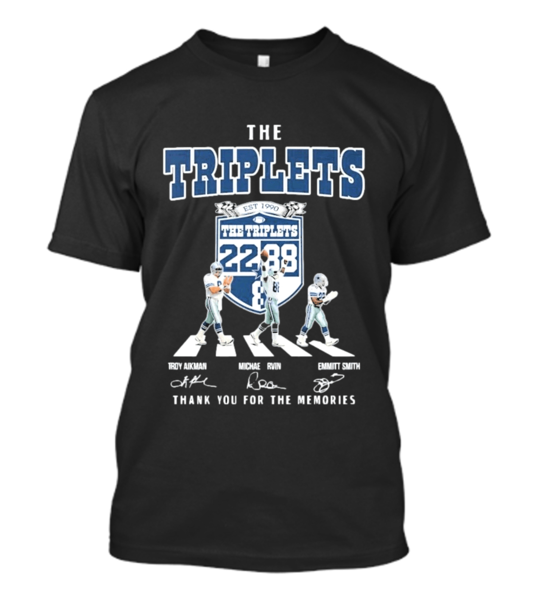 Dallas Cowboys The Triplets 22 88 Thank You For The Memories Signatures T-Shirt