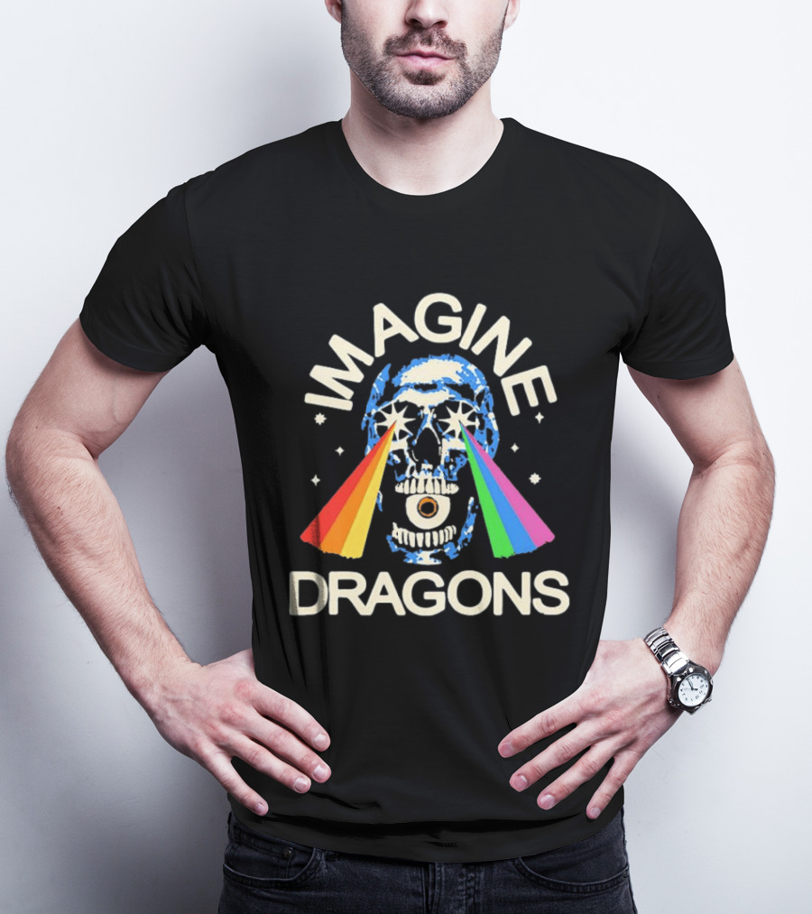 Imagine Dragons Skull Rainbow Eyes Spectrum Vision T-Shirt
