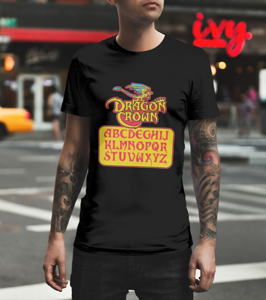 Dragon Crown Alphabet With Colorful Dragon Art And Bold Letters T-Shirt