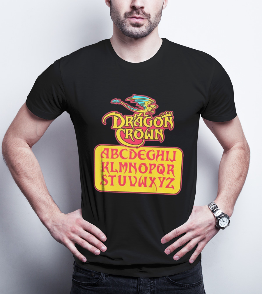 Dragon Crown Alphabet With Colorful Dragon Art And Bold Letters T-Shirt