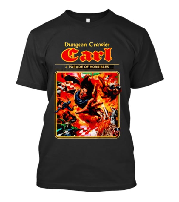 Dungeon Crawler Carl A Parade Of Horribles Fiery Adventure Scene With Characters T-Shirt