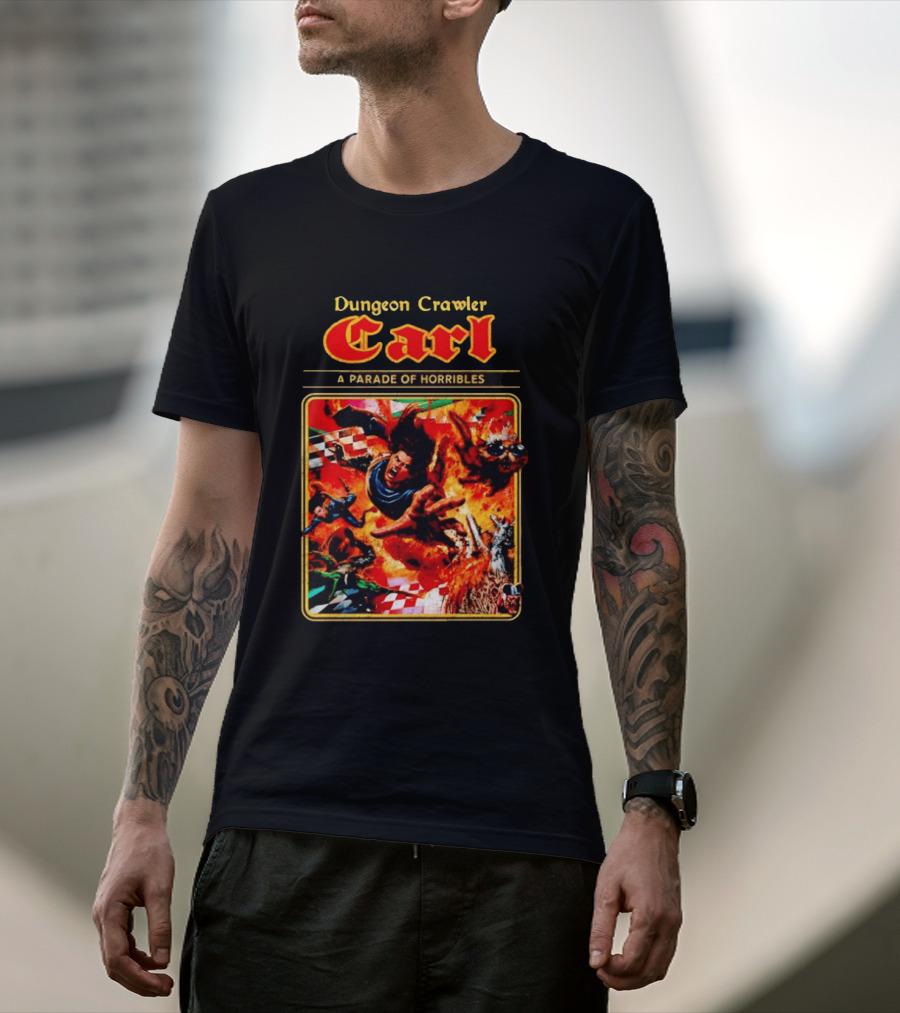 Dungeon Crawler Carl A Parade Of Horribles Fiery Adventure Scene With Characters T-Shirt