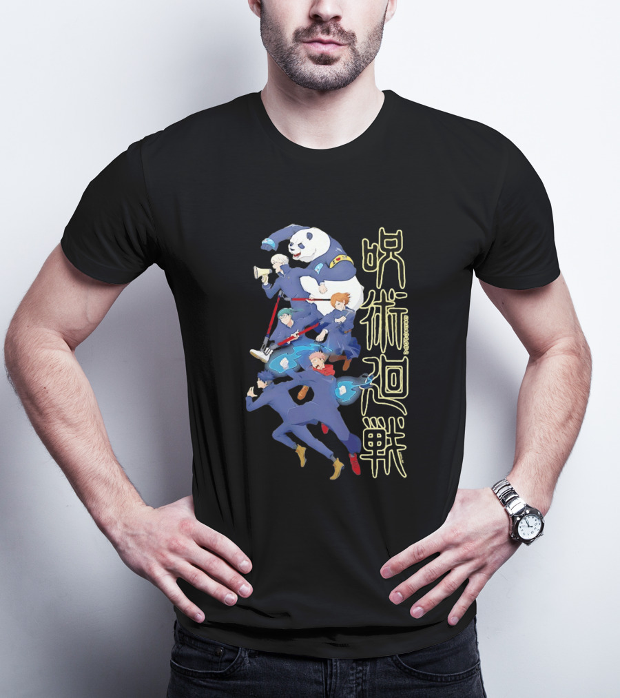 Jujutsu Kaisen Group Yuji Itadori Panda Megumi Fushiguro Nobara Kugisaki Anime Characters T-Shirt