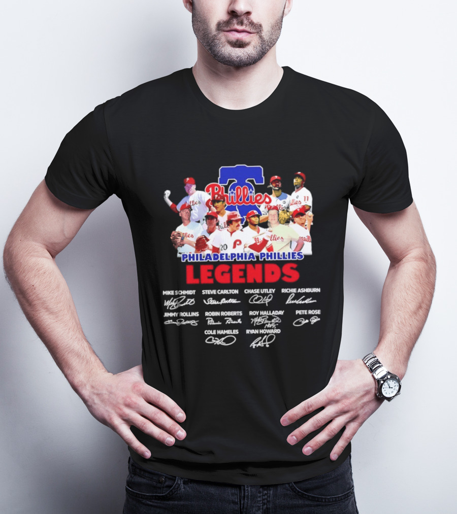 Philadelphia Phillies Legends Collage Team Signatures T-Shirt