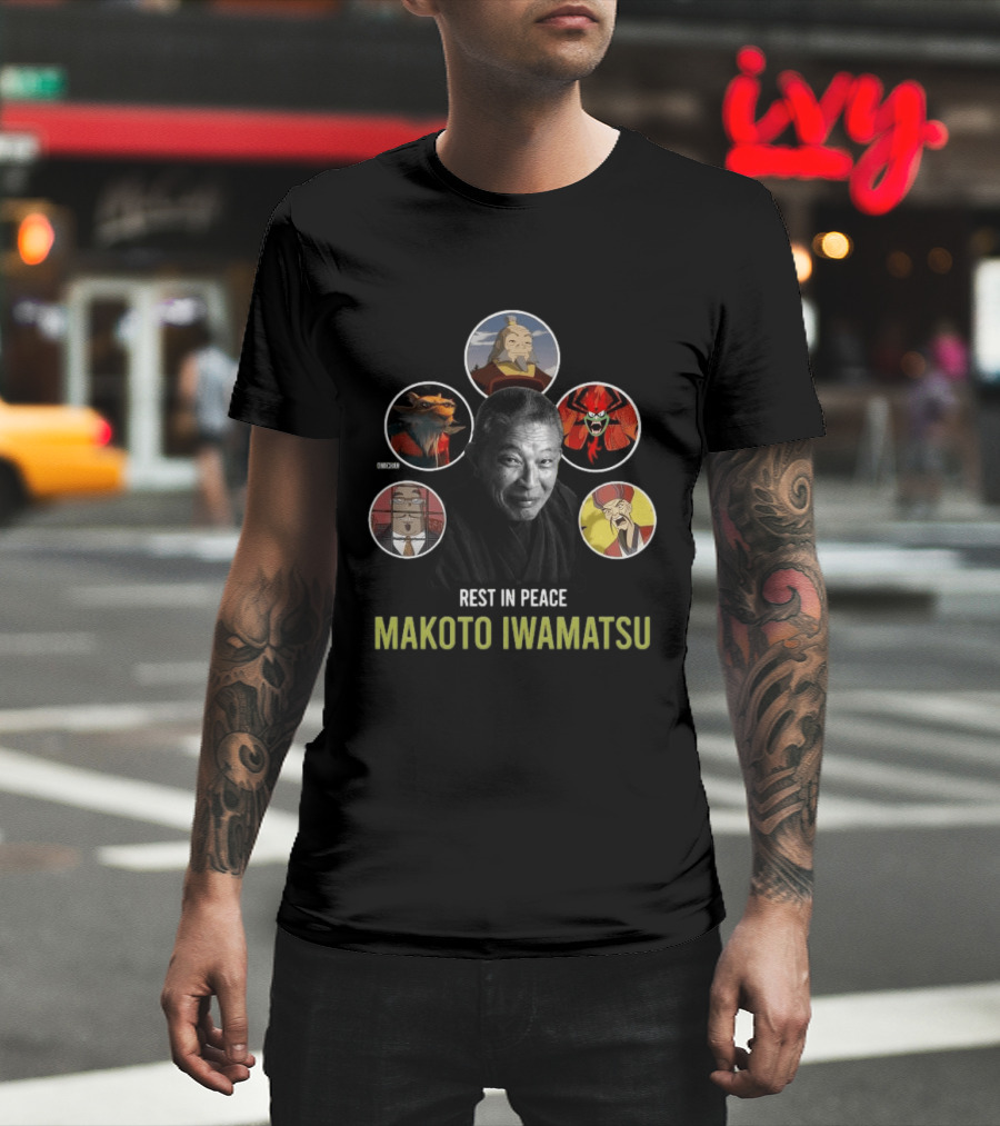 Rest In Peace Makoto Iwamatsu Uncle Iroh Aku Splinter Happy Cat Image T-Shirt