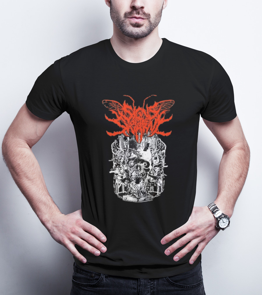Signs Of The Swarm Skull Deathcore Metal Album Cover T-Shirt