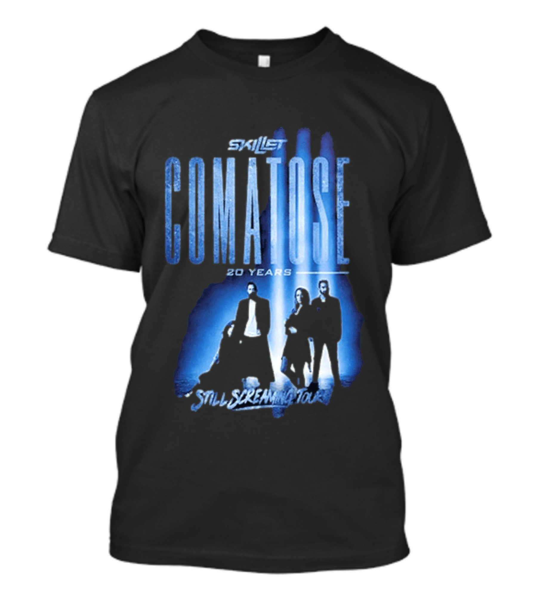 Skillet Comatose 20 Years Still Screaming Tour 2026 Band Silhouette Blue T-Shirt