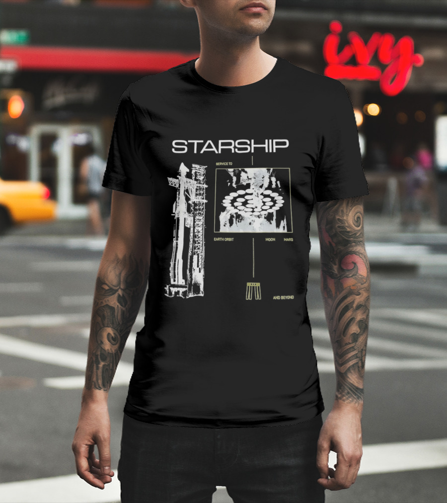 Starship Service Earth Orbit Moon Mars Beyond T-Shirt