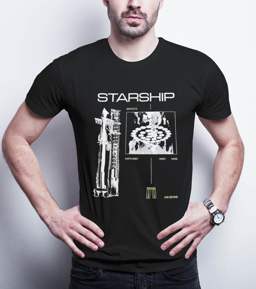 Starship Service Earth Orbit Moon Mars Beyond T-Shirt