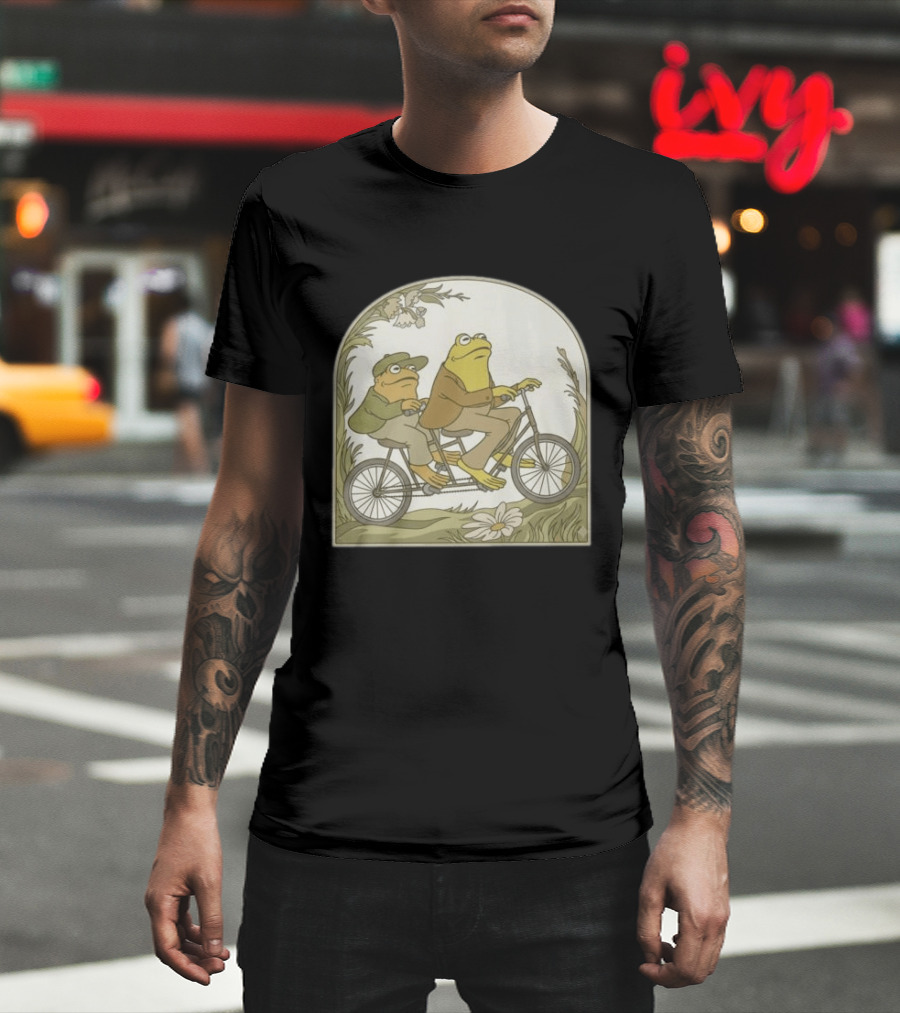 Frog And Toad Riding Tandem Bicycle T-Shirt