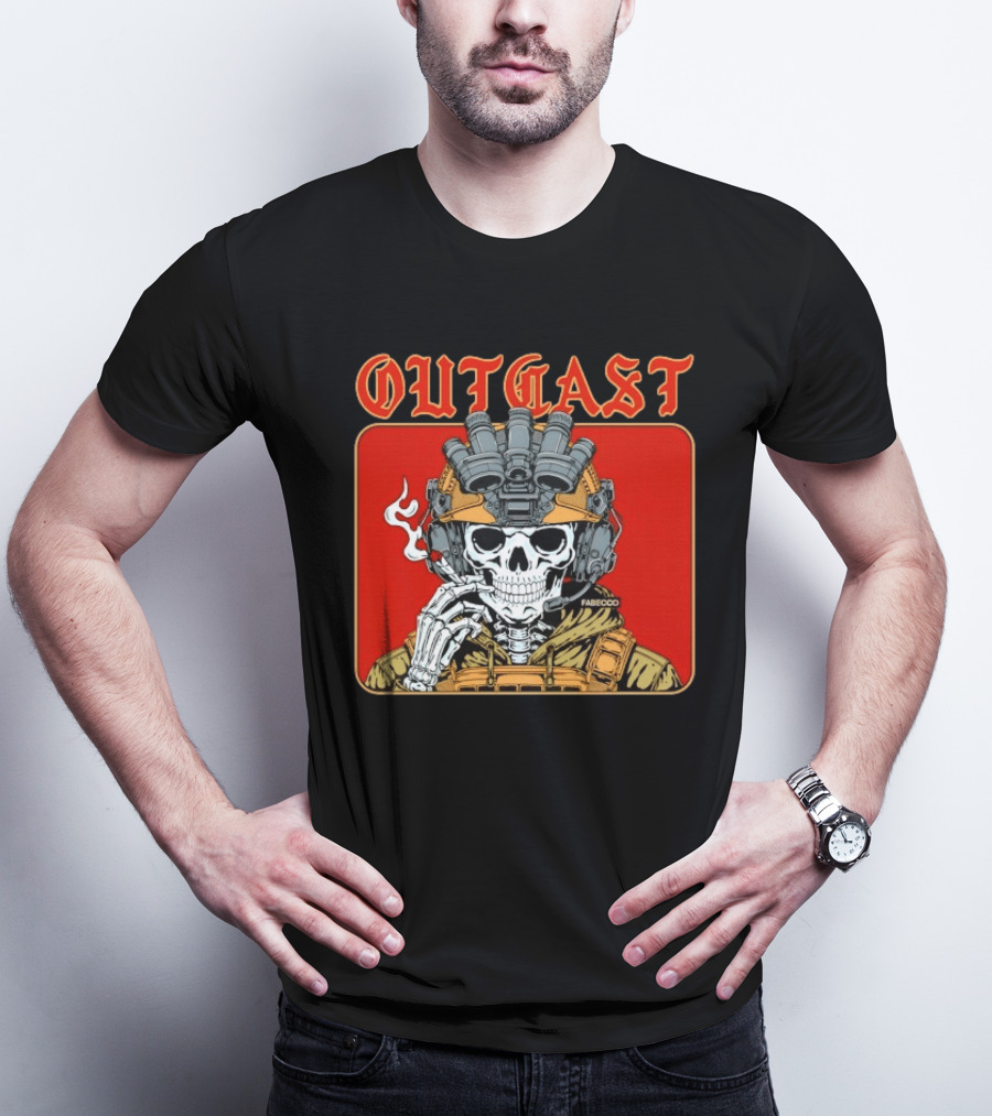 OUTGAST Skull Smoking With Night Vision Goggles FABECOO T-Shirt