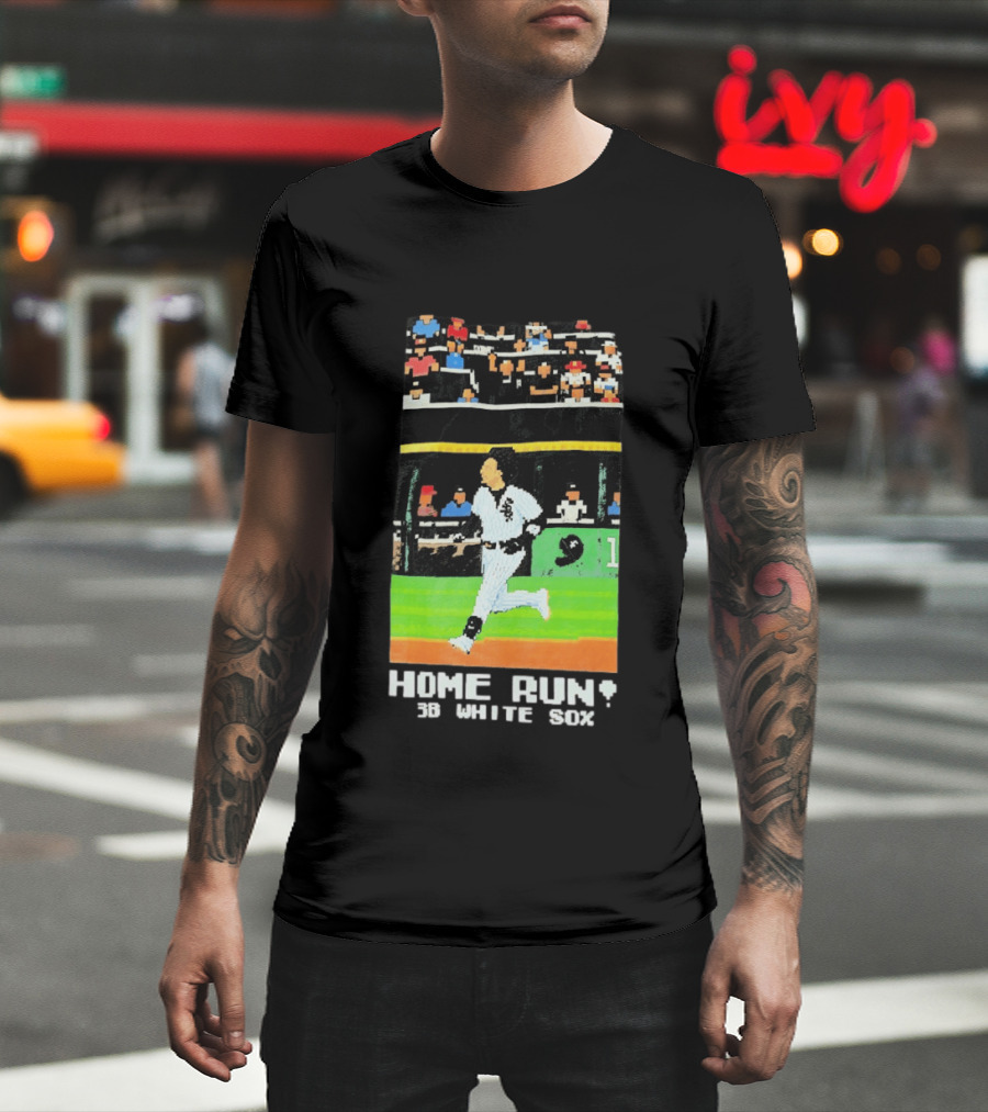 Home Run 3B White Sox Pixel Baseball T-Shirt