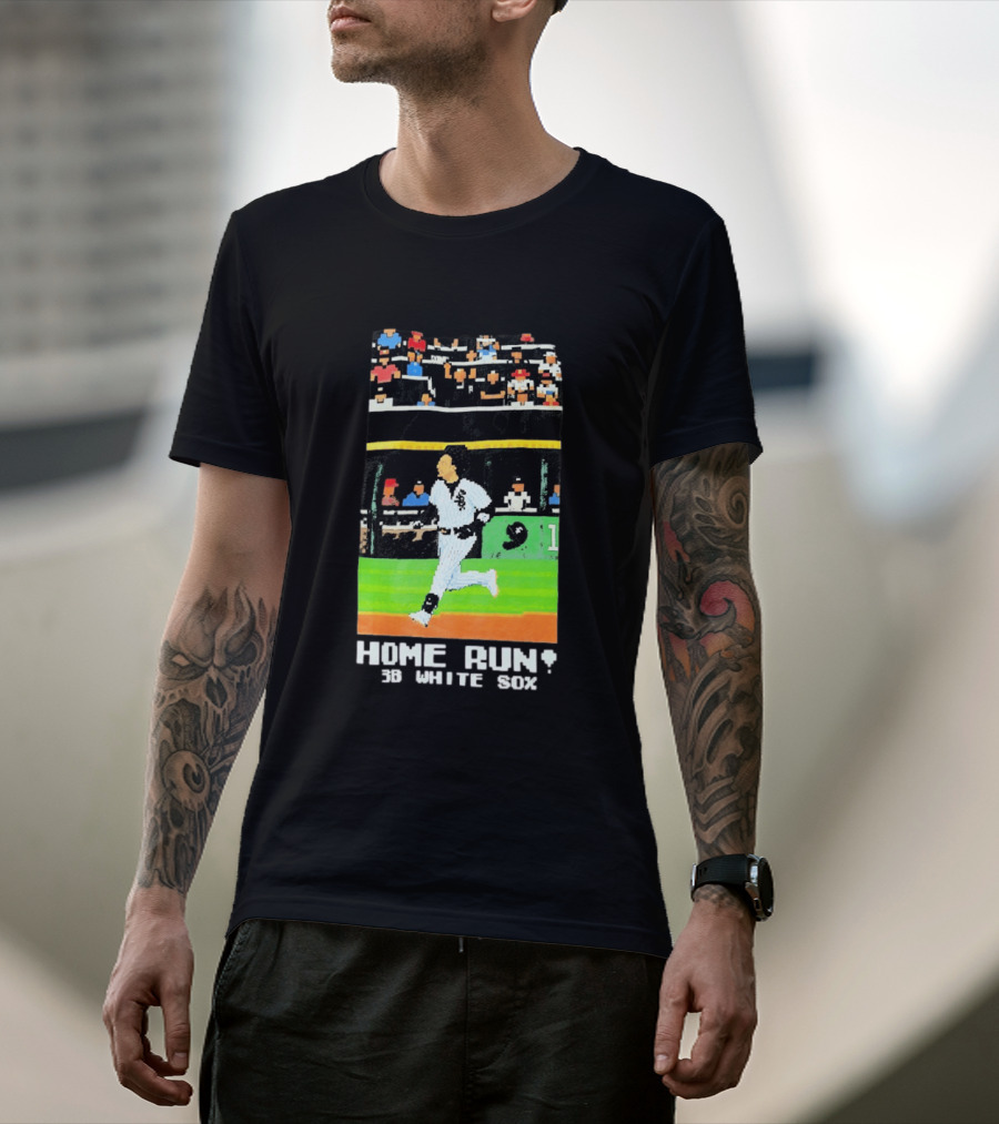 Home Run 3B White Sox Pixel Baseball T-Shirt