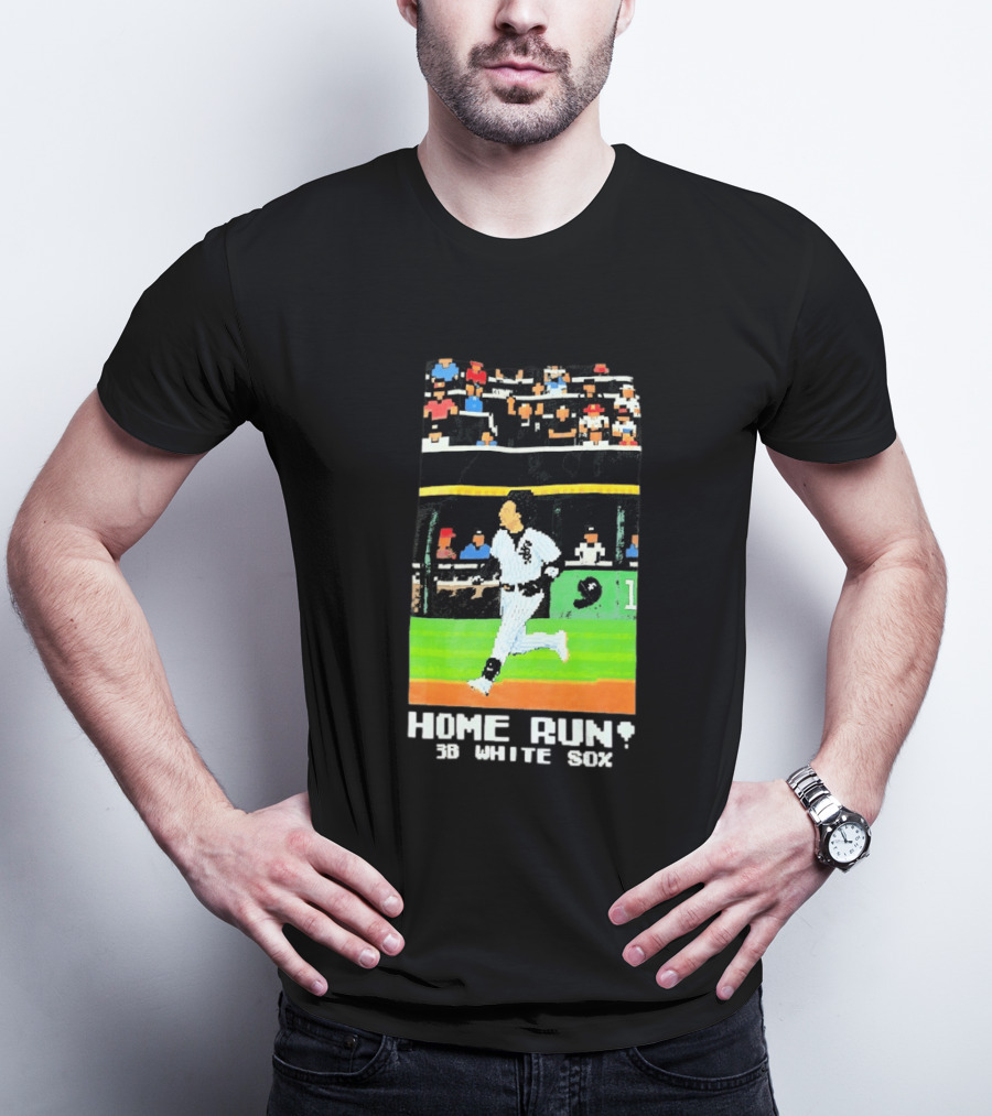 Home Run 3B White Sox Pixel Baseball T-Shirt
