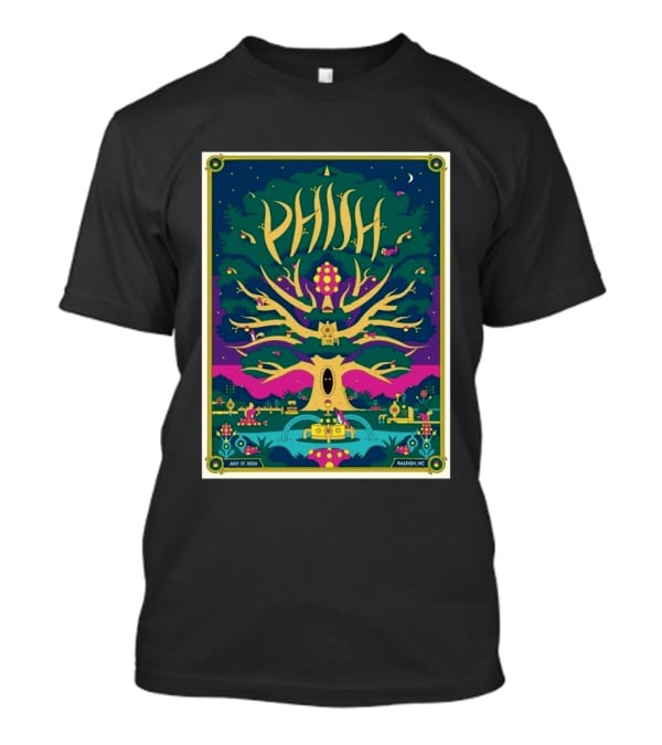 Phish July 17 2026 Raleigh North Carolina Event Tree Fountain Night Sky T-Shirt