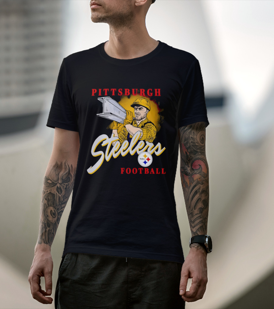 Pittsburgh Steelers Football Worker Steel Beam Icon With Team T-Shirt