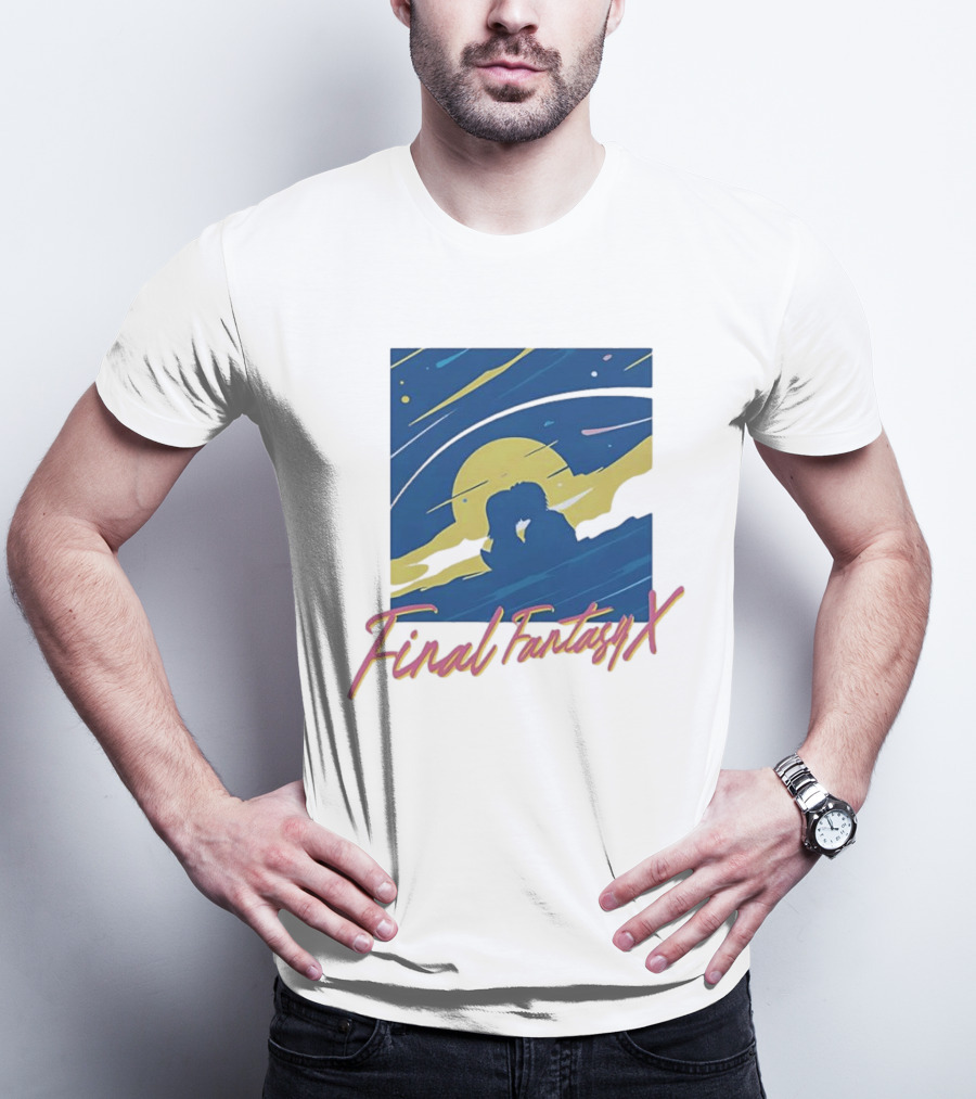 Final Fantasy X Romantic Couple Under Moonlit Sky T-Shirt