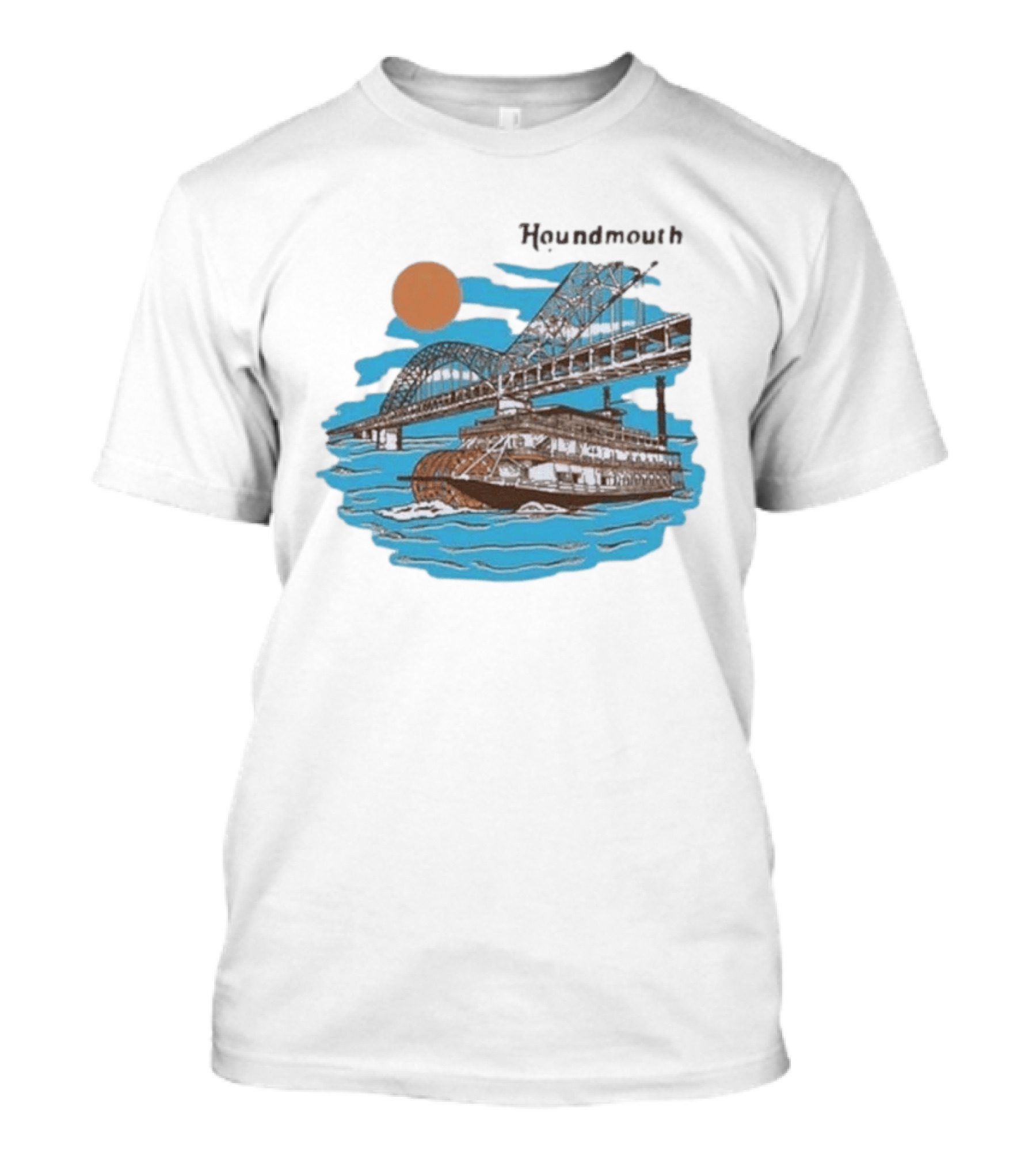 Houndmouth Riverboat Under Bridge With Sun And Waves T-Shirt
