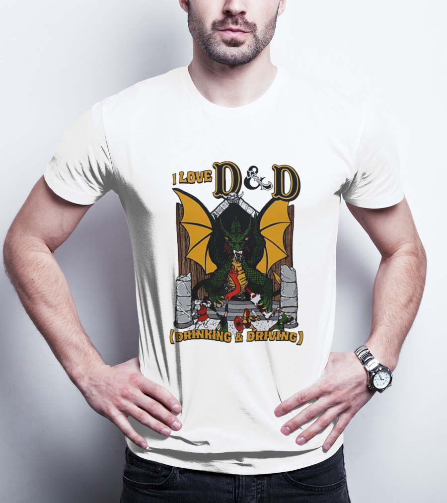 I Love D&D Drinking And Driving Dungeons And Dragons Dragon Fantasy Adventure T-Shirt