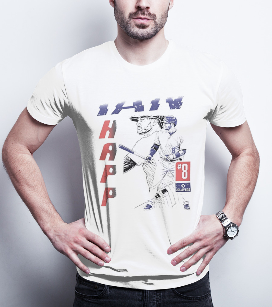 Ian Happ No 8 Chicago Cubs MLB Players Association Sketch T-Shirt
