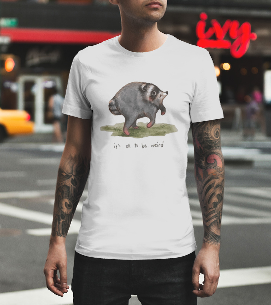Jimothy It's Okay To Be Weird Walking Badger Creature T-Shirt