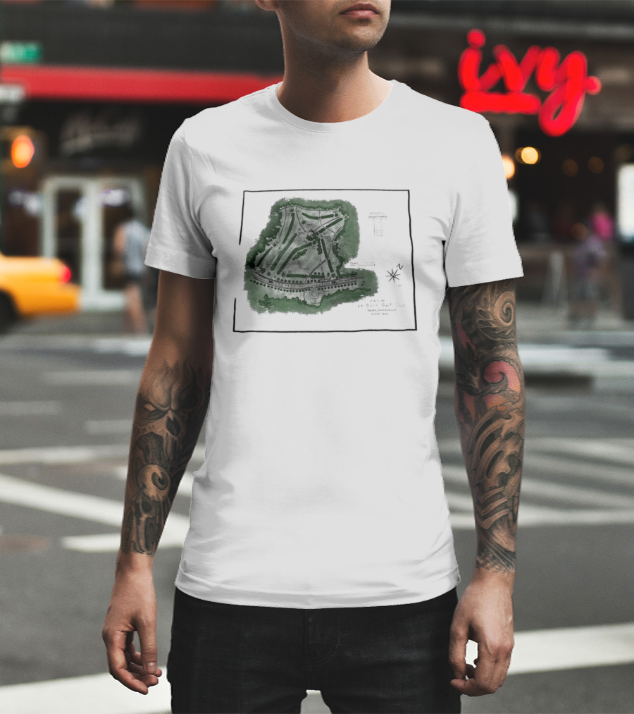 Wee Burn Golf Club Map Darien Connecticut 1904 Historic Course Drawing T-Shirt