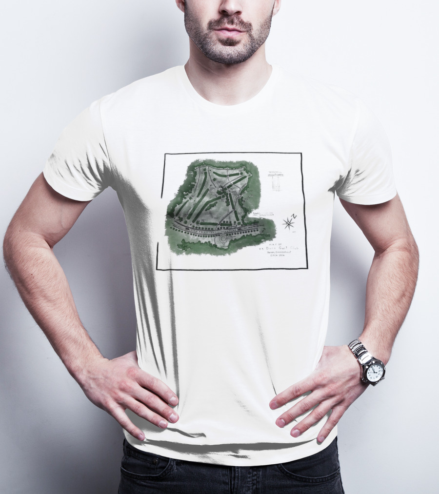 Wee Burn Golf Club Map Darien Connecticut 1904 Historic Course Drawing T-Shirt