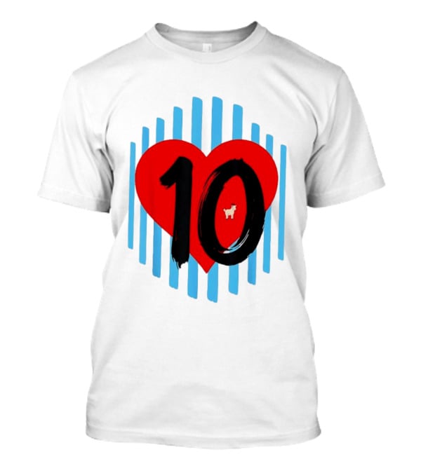 Messi Heart 10 Goat Greatest Of All Time T-Shirt
