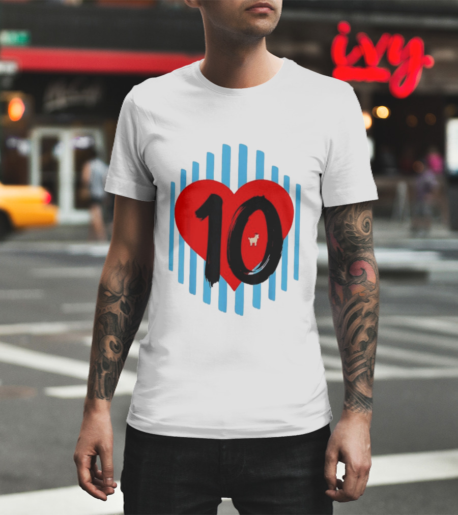 Messi Heart 10 Goat Greatest Of All Time T-Shirt