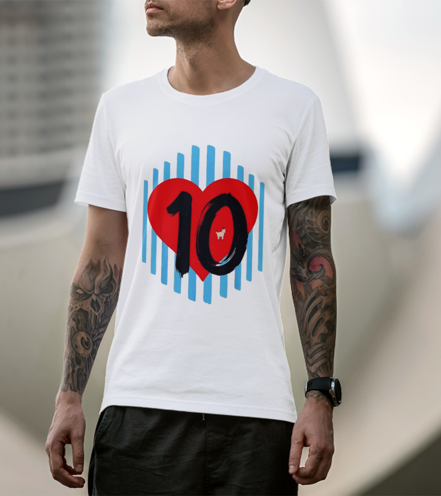 Messi Heart 10 Goat Greatest Of All Time T-Shirt