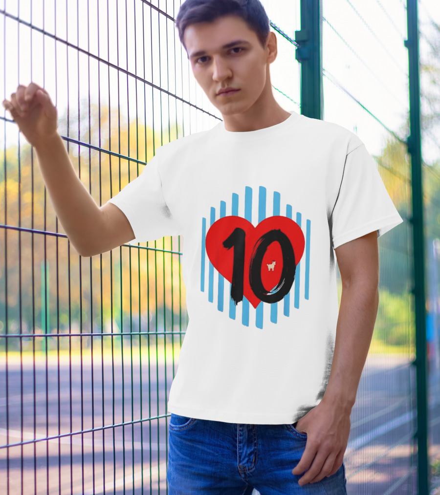 Messi Heart 10 Goat Greatest Of All Time T-Shirt