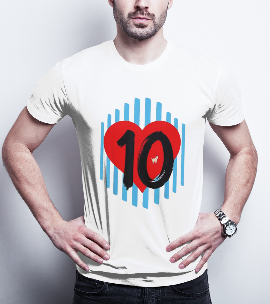Messi Heart 10 Goat Greatest Of All Time T-Shirt