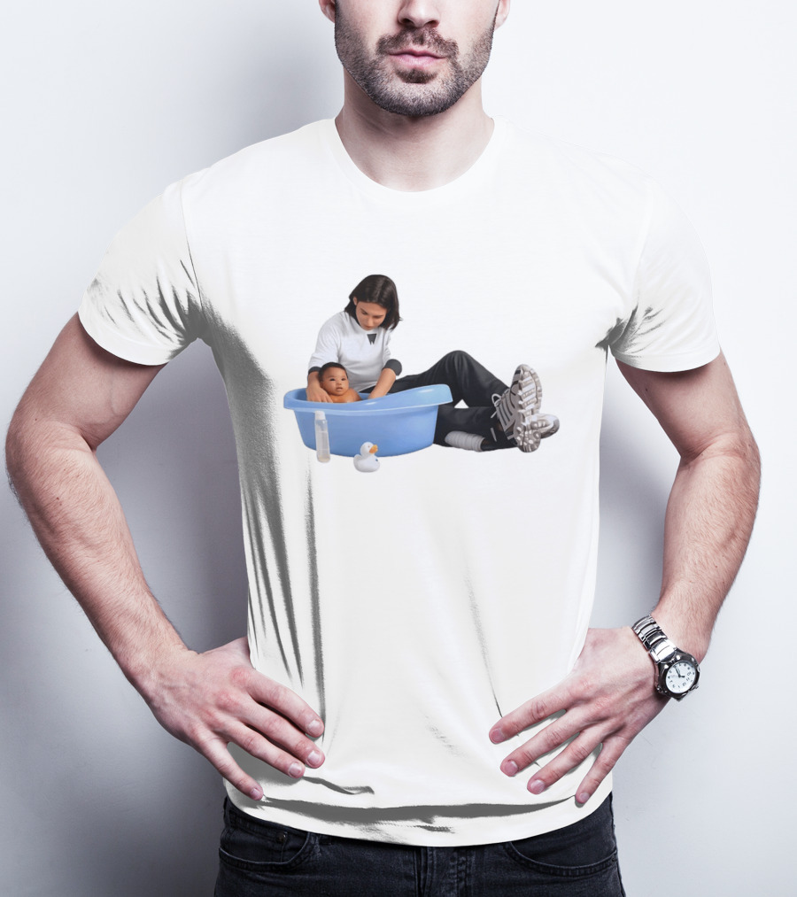 Parent Bathing Baby Blue Tub Care Essentials T-Shirt