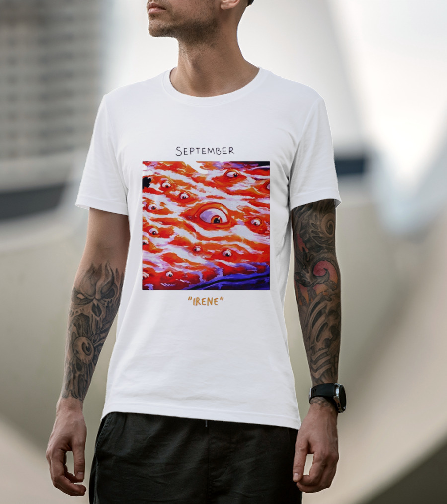 September Irene Surreal Eye Red Waves With Multiple Eyes T-Shirt