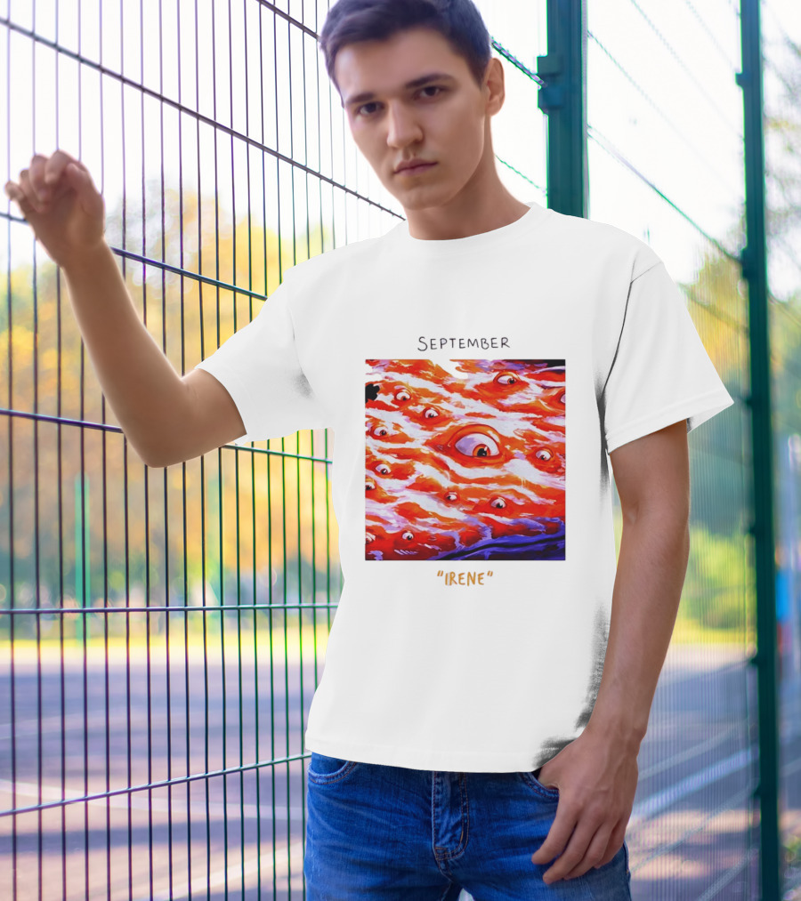 September Irene Surreal Eye Red Waves With Multiple Eyes T-Shirt