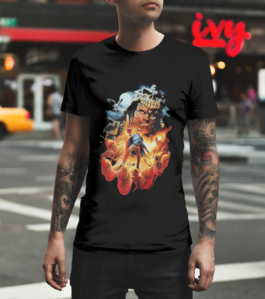 Army Of Darkness Who Wants Some Epic Movie Artwork Battle Scene T-Shirt