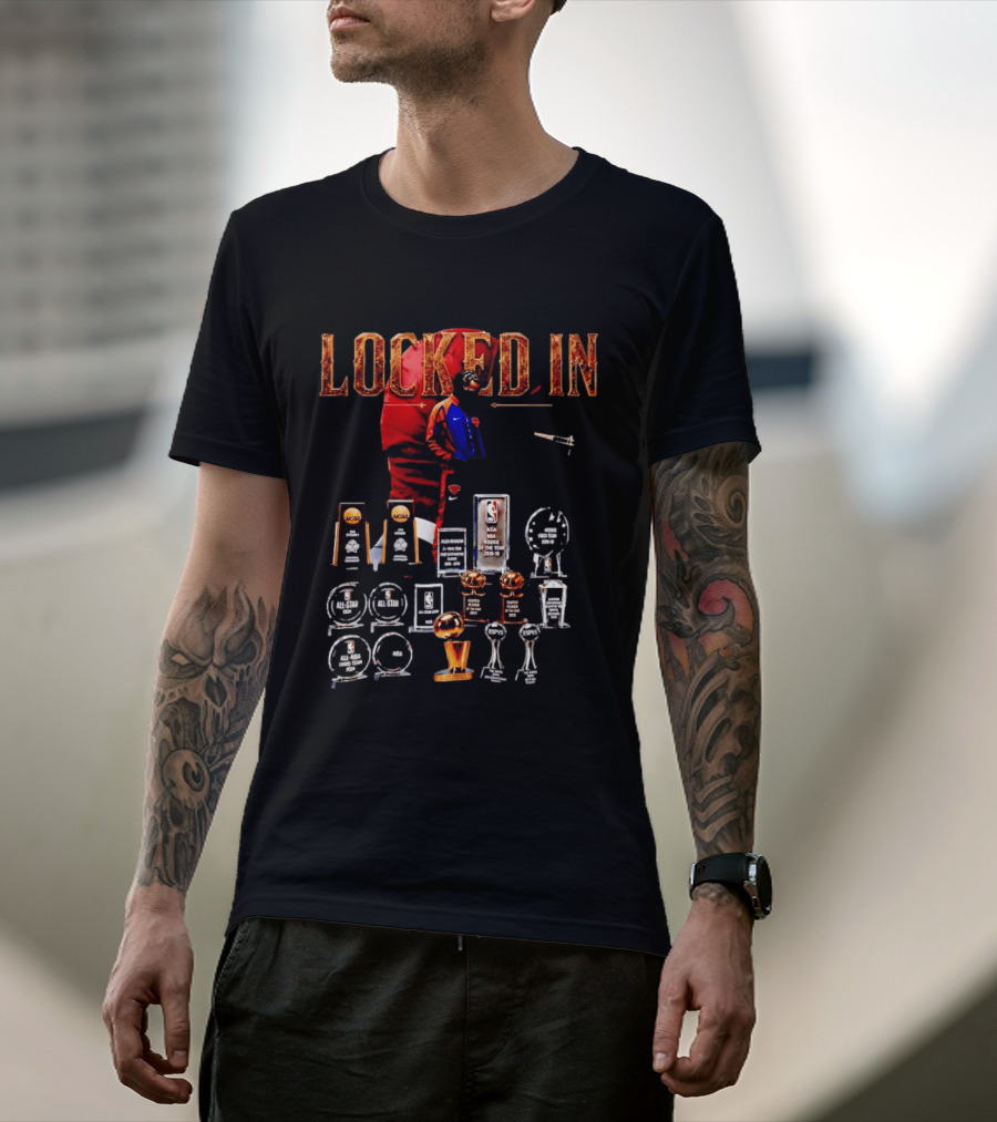 LOCKED IN Jalen Brunson NBA Rookie Of The Year Trophies Awards T-Shirt