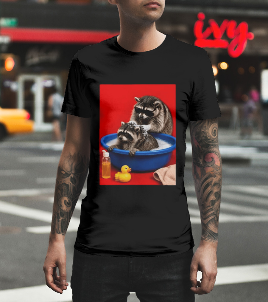 Jimothy Raccoon Viral Trash Panda Bubble Bath Glasses T-Shirt