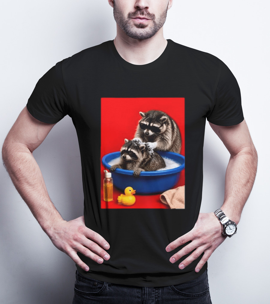 Jimothy Raccoon Viral Trash Panda Bubble Bath Glasses T-Shirt
