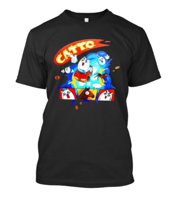 Catto Cartoon Cat Driving A Car With Funny Expressions And Comic Style Panels T-Shirt