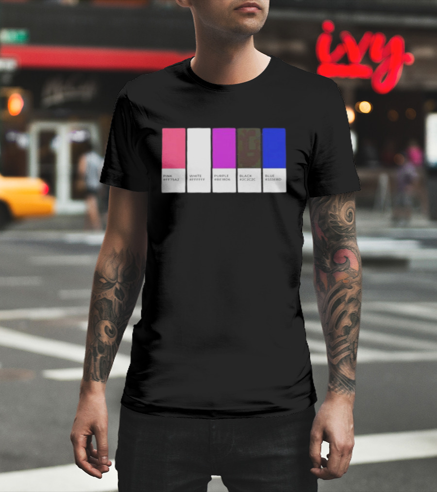 Pink #FF79A2 White #FFFFFF Purple #BE18D6 Black #2C2C2C Blue #3358ED T-Shirt