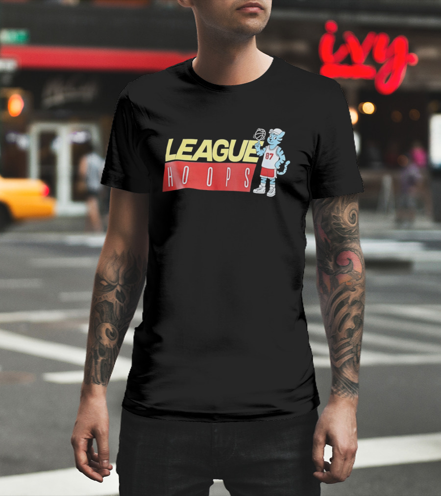 League Hoops Tiger 87 Basketball Cartoon T-Shirt